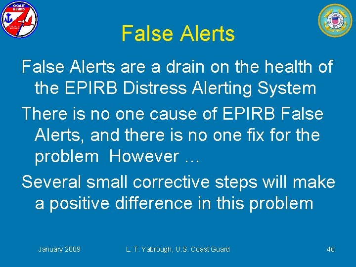 406 MHz EPIRB False Alerts Cause and Prevention