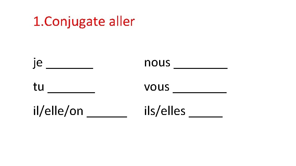 Le futur proche 1 Conjugate aller je nous