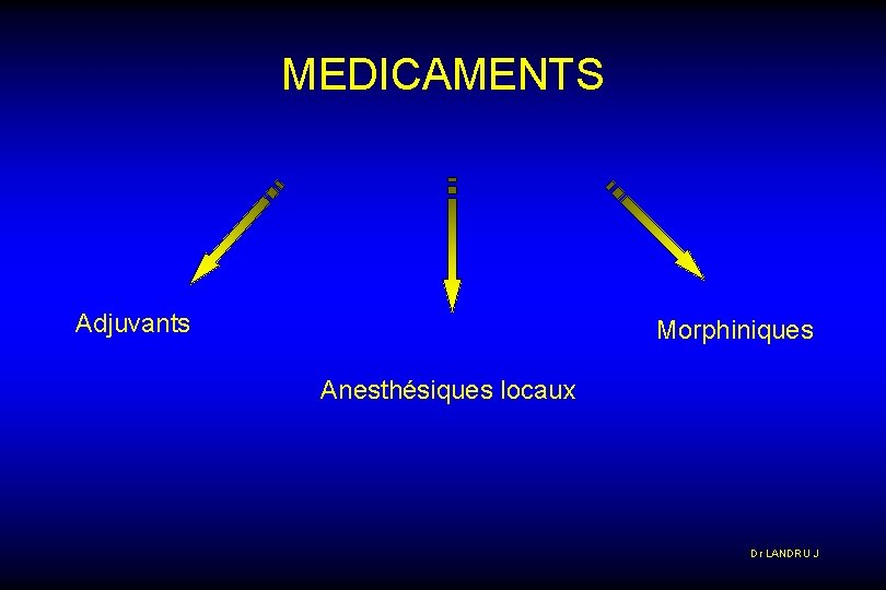 ANESTHESIE LOCOREGIONALE Dr LANDRU J Anesthsie slective dune