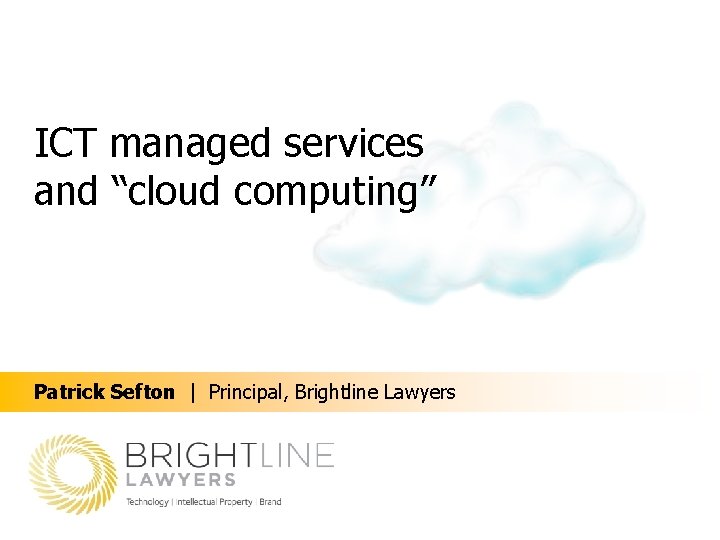 ICT managed services and cloud computing Patrick Sefton