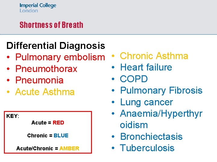 Respiratory Histories Laz Overview Topics Shortness of Breath