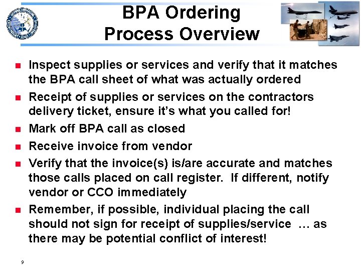 SILVER FLAG BPA ORDERING OFFICIAL TRAINING 1 Purpose