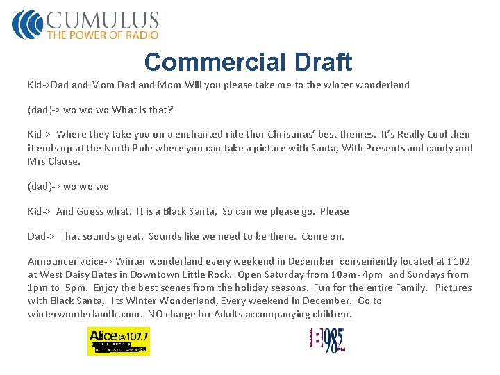 Insert market station branding here Radio Will Get