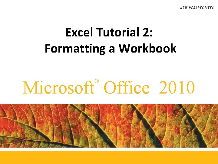 Excel Tutorial 2 Formatting a Workbook Microsoft Office