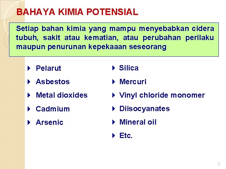 FAKTOR KIMIA PERTEMUAN KE5 MENGENAL BAHAN KIMIA Debu