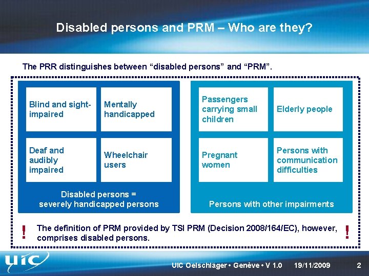 Rail Travel for Persons with reduced Mobility PRM