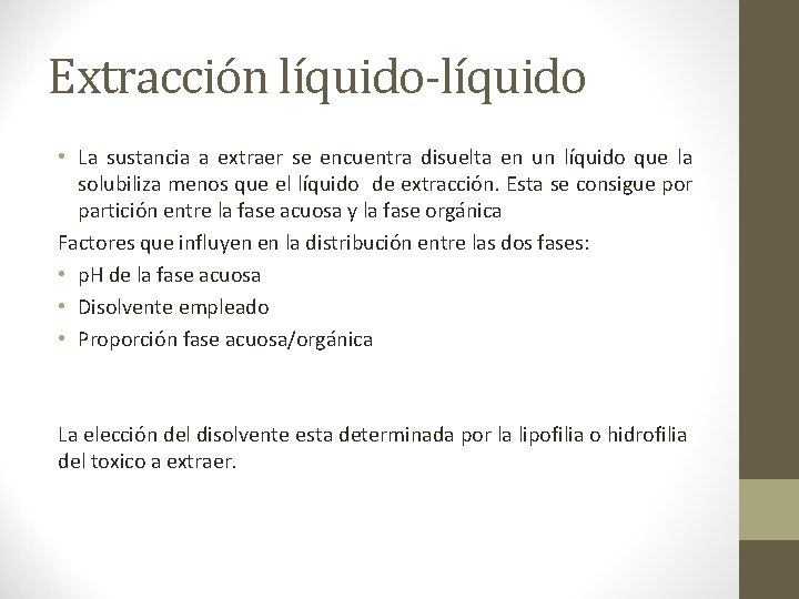 Tcnicas de Separacin Mtodos de Extraccin La Extraccin