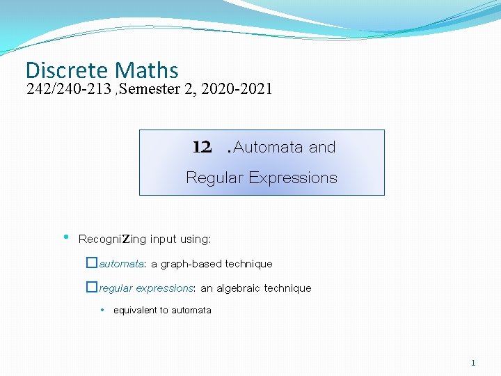 Discrete Maths 242240 213 Semester 2 2020 2021