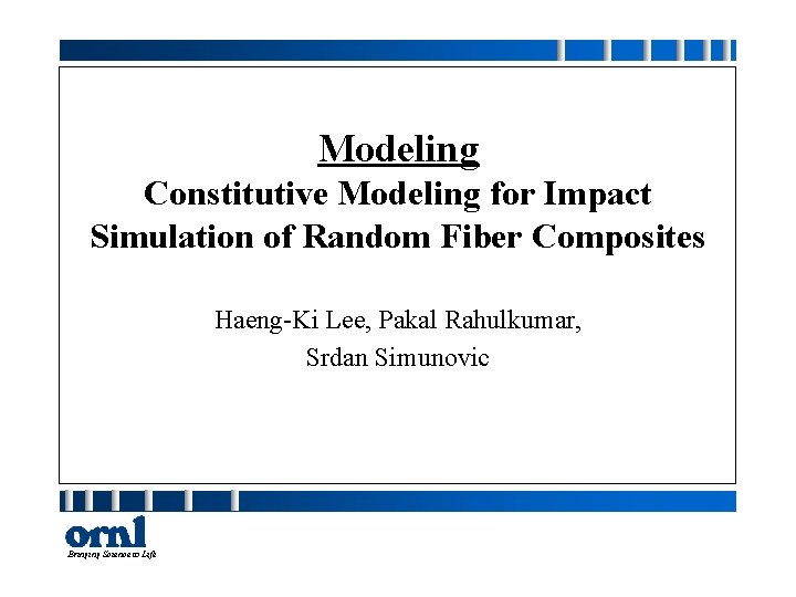 Impact Modeling of Random Carbon Fiber Composites PI
