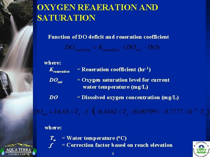 LECTURE 16 INSTREAM WATER QUALITY BIOCHEMICAL REACTIONS RCHRES