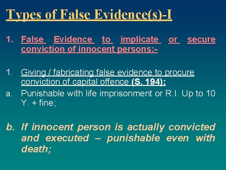 False Evidence and Offences against Public Justice Chapter