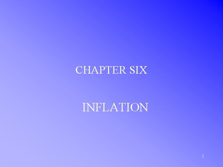 CHAPTER SIX INFLATION 1 INFLATION IN THE U