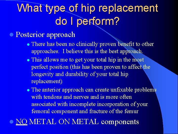 Understanding Total Hip Replacement Brian J White MD