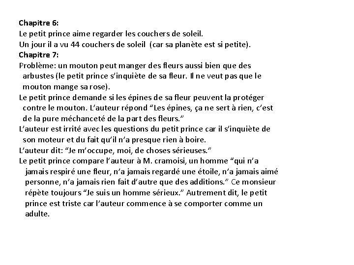 Chapitre 6 et Chapitre 7 Chapitre 6 Le