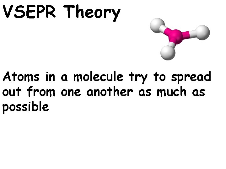 VSEPR Theory Atoms in a molecule try to