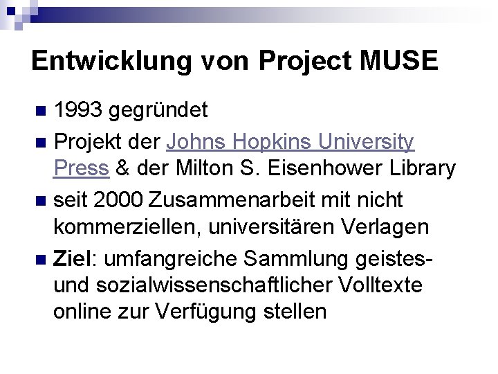 Project MUSE Todays Research Tomorrows Inspiration Project MUSE