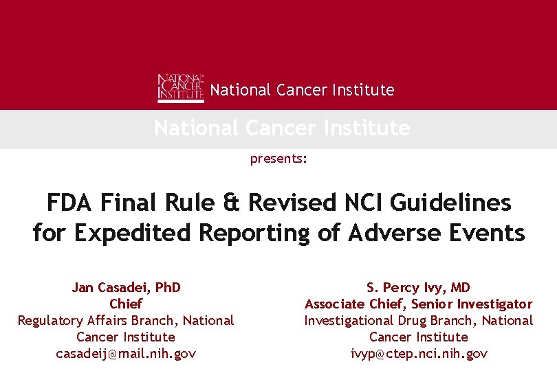 National Cancer Institute presents FDA Final Rule Revised