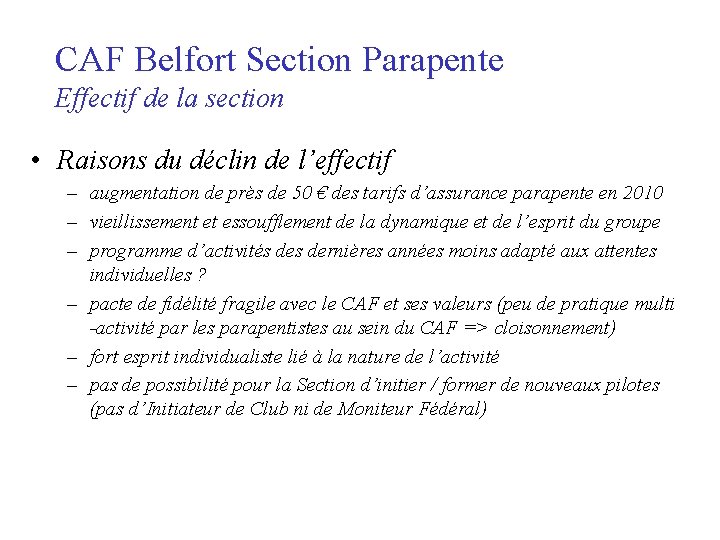 CAF Belfort Section Parapente Runion programme 2011 Bar