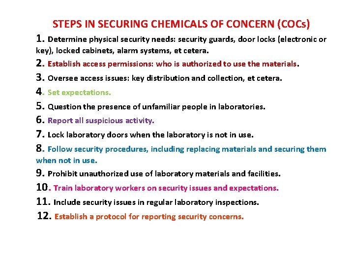 2 Establishing an effective chemical safety and security