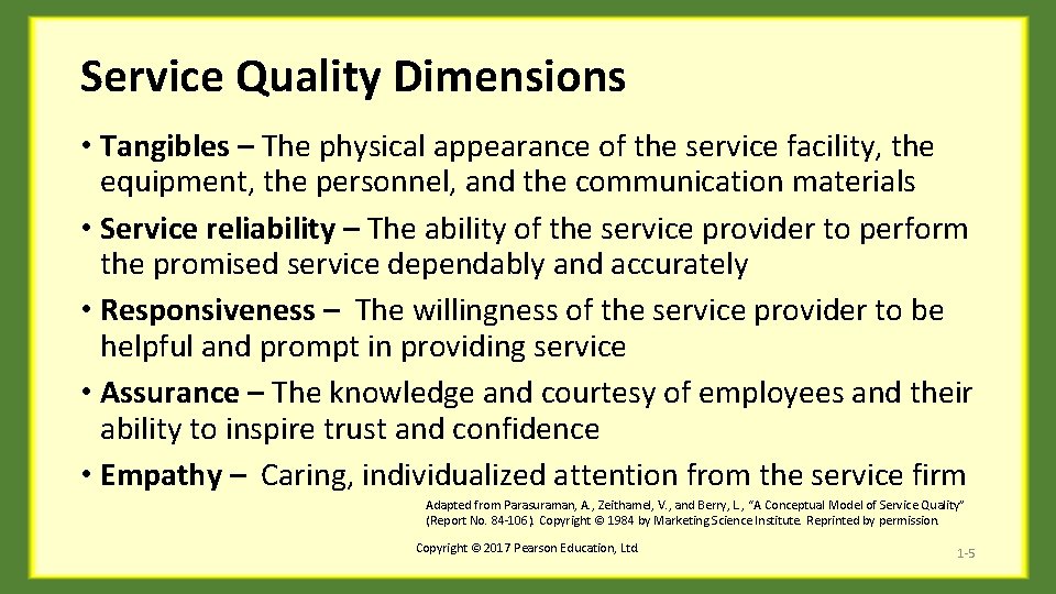 Chapter 1 Differing Perspectives on Quality Chapter Objectives
