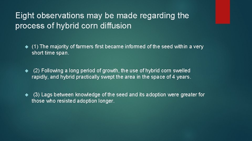 Acceptance and Diffusion of Hybrid Corn Seed in