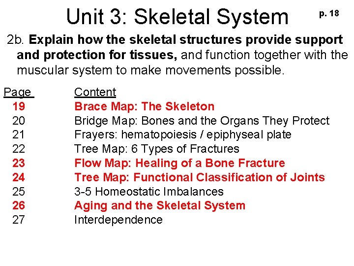 Unit 3 Skeletal System p 18 2 b
