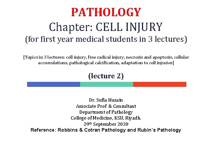 PATHOLOGY Chapter CELL INJURY for first year medical