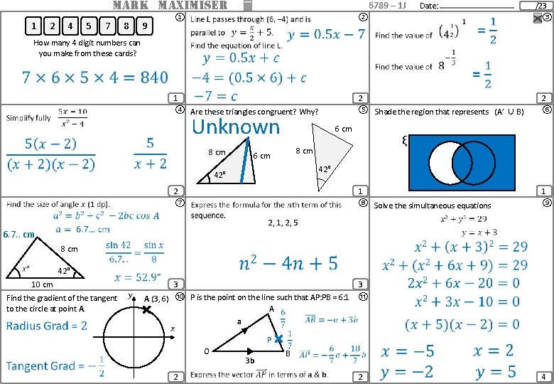 1 2 4 5 MARK MAXIMISER 7 8