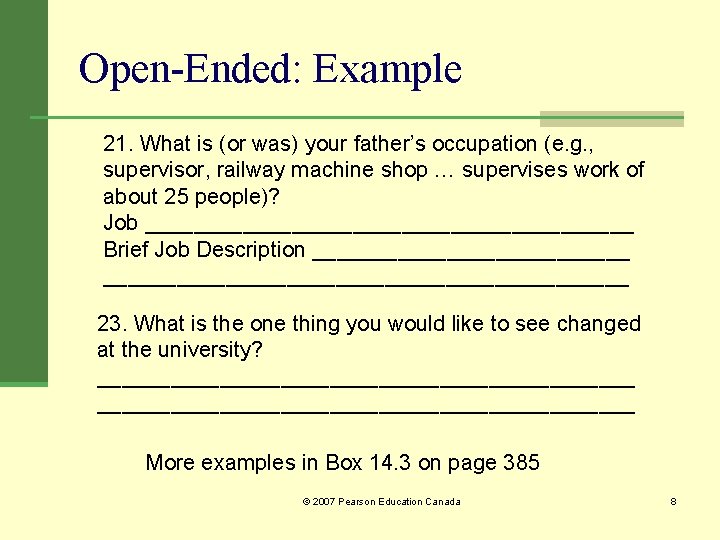 Chapter 14 Questionnaire Development Winston Jackson and Norine