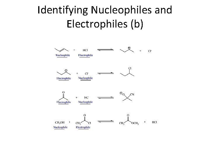 Identifying Nucleophiles and Electrophiles a Identifying Nucleophiles and