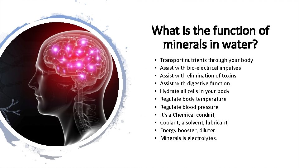 Training manual Understanding the importance of hydration Functions