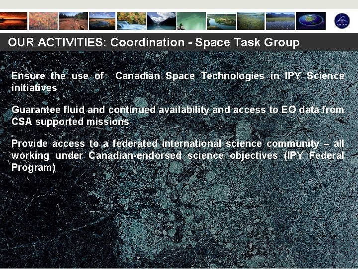 CSA Supported Missions 35 RADARSAT Constellation Evolution of