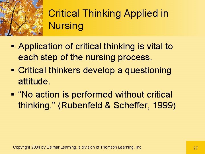 Chapter 10 Critical Thinking and The Nursing Process