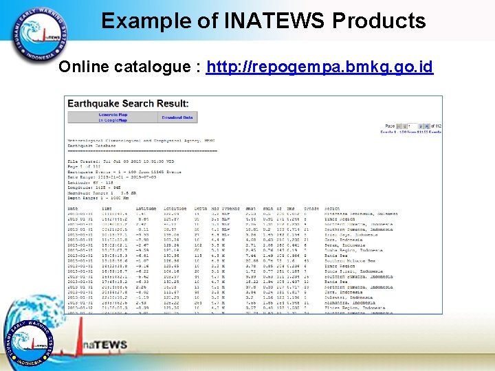 SEISMIC MONITORING FOR INDONESIA TSUNAMI EARLY WARNING SYSTEM
