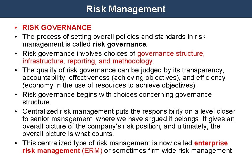 Portfolio Management Unit IV Risk Management Unit Contents