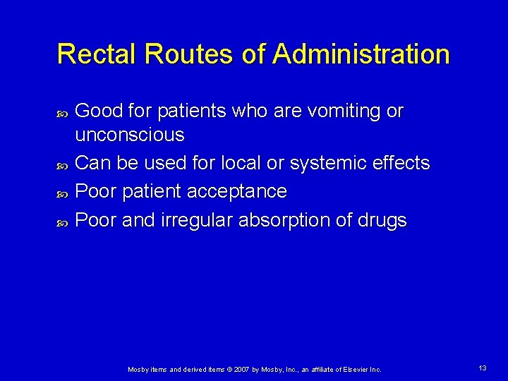 Chapter 2 Drug Action and Handling Mosby items
