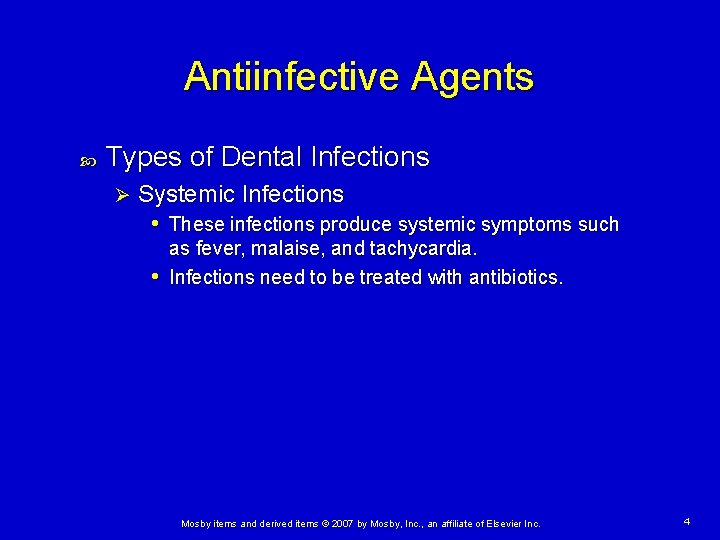 Chapter 8 Antiinfective Agents Mosby items and derived