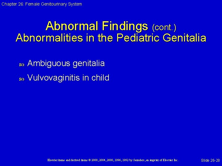 Assessment of the Female Genitourinary System Health Assessment