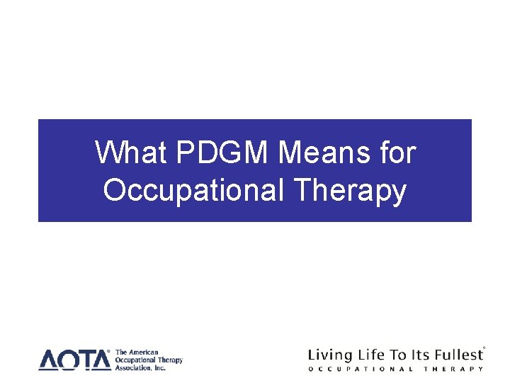What PDGM Means for Occupational Therapy The Next