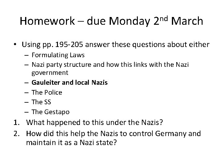 How did the Nazis run Germany once Hitler