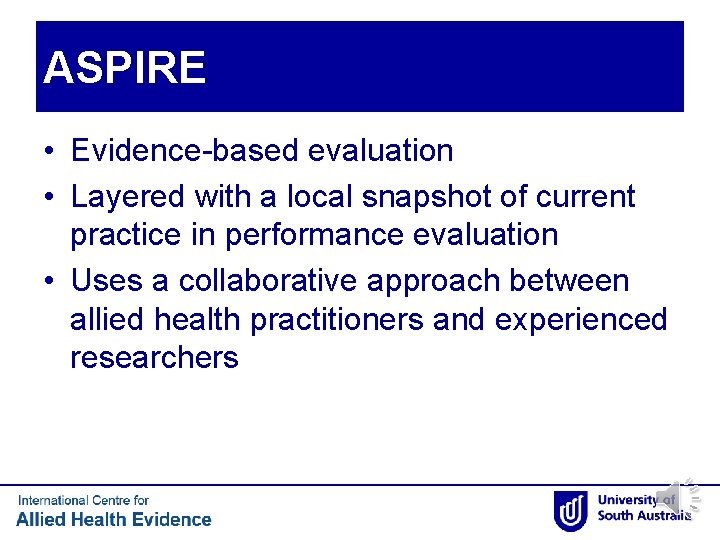 DEVELOPING A CLINICAL AUDIT PROTOCOL using ASPIRE www