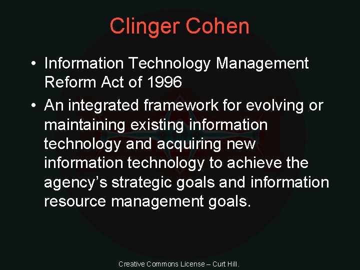 Enterprise Architecture What is it Creative Commons License