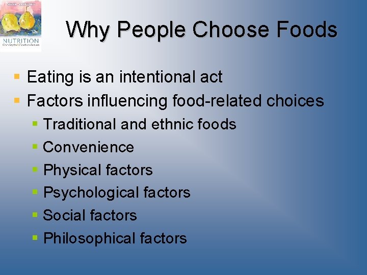 Chapter 1 Food Choices and Human Health Nutrition