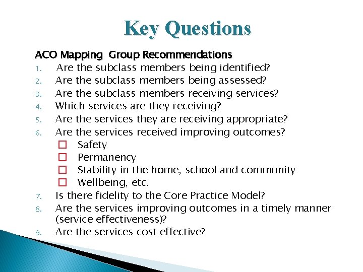 Continuous Quality Improvement CQI in ICC and IHBS