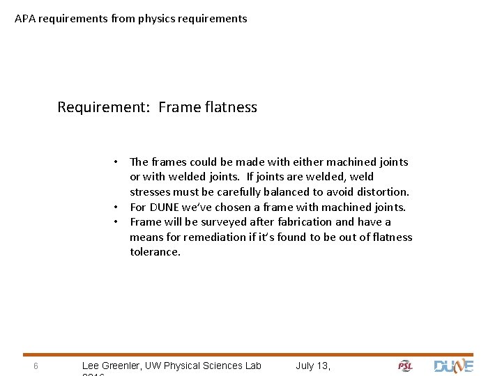 DUNE APA Design Overview for Technical Design Review