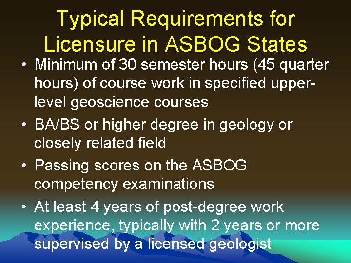 Licensing and Certification of Geologists Implications for Education