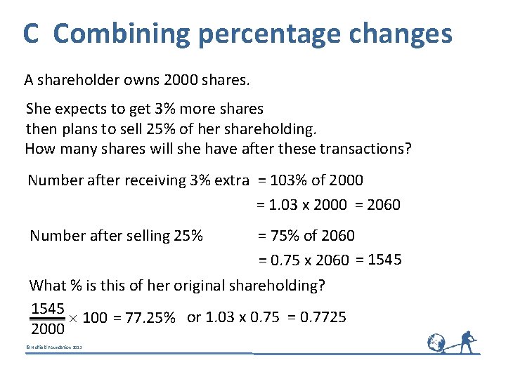 FreeStanding Mathematics Activity Working with percentages Nuffield ...