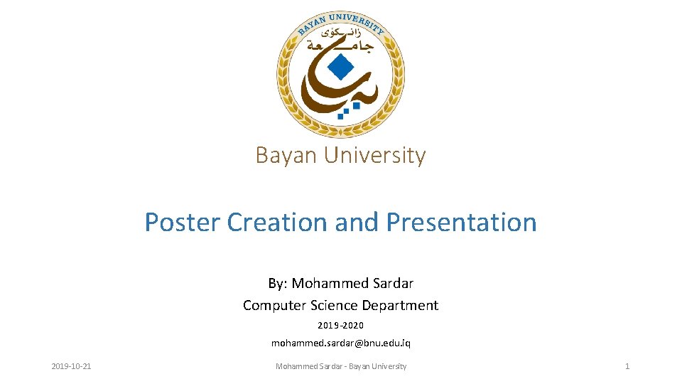 Bayan University Poster Creation and Presentation By Mohammed
