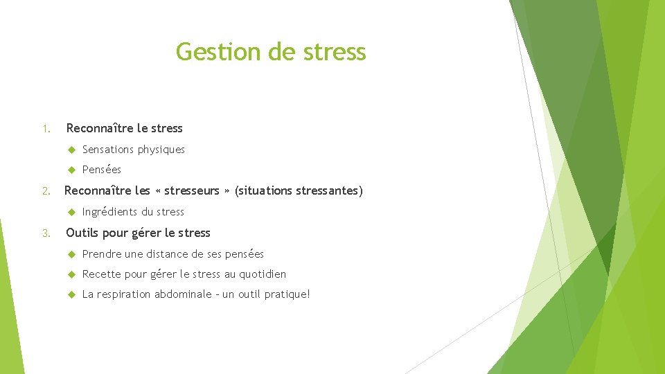 Gestion du stress Gestion de stress 1 2