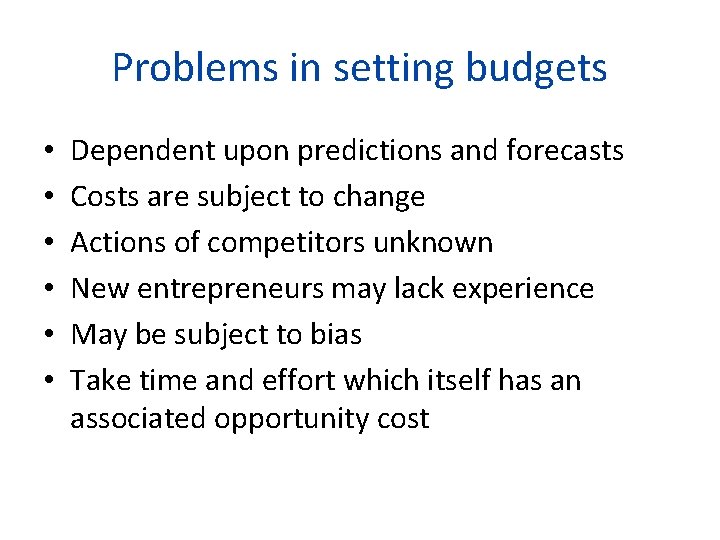 Setting Budgets Lesson Objectives Income expenditure and profit